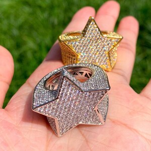 Star Edition Fashion Design Bling Bling Iced Out Ring Hip - Etsy