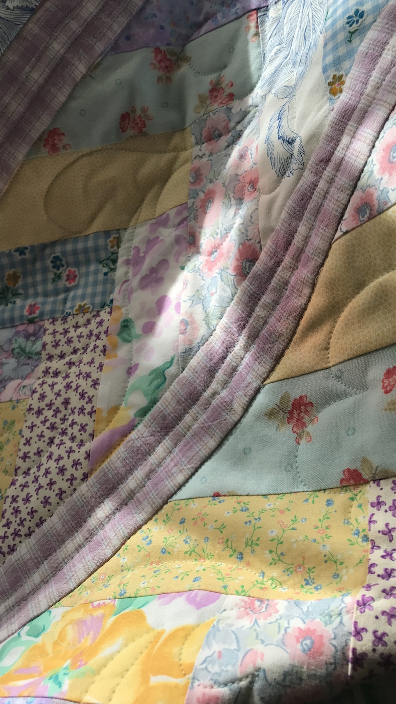 Handmade Quilt, French Braid Pattern, Bright, Spring-like Colors, Twin ...