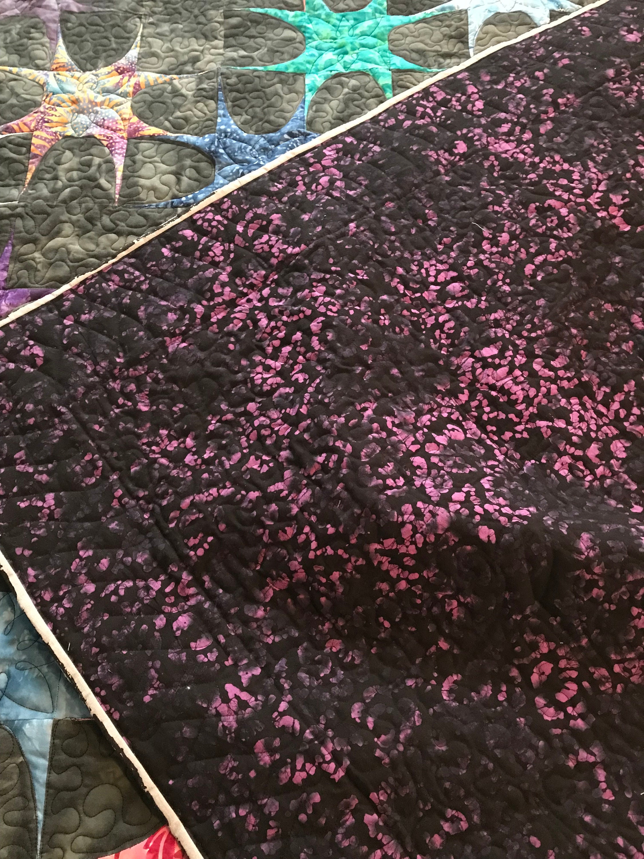 Homemade Queen-size Quilt, Batik Fabric, Stars, Comforter, Bedspread ...