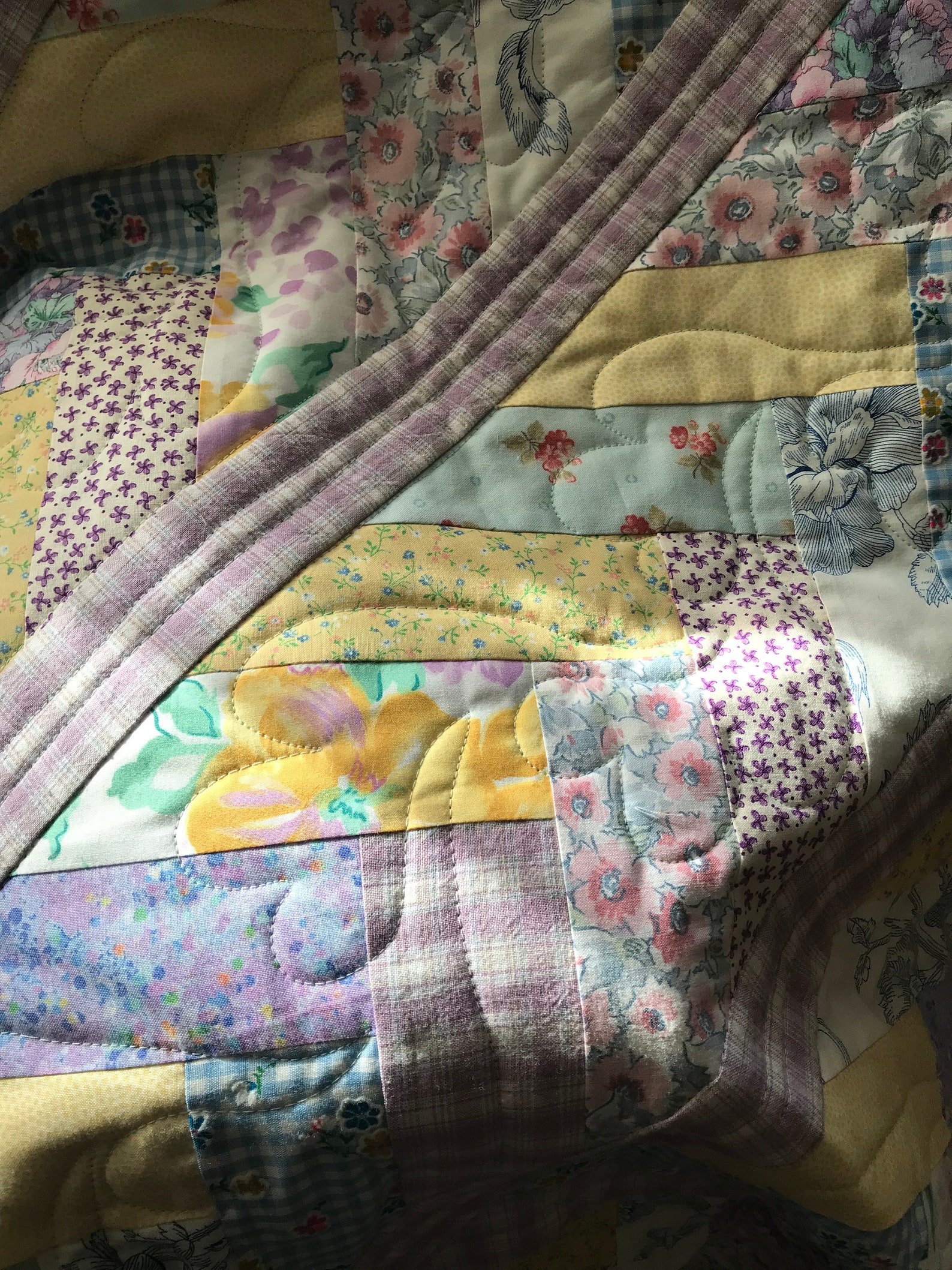 Handmade Quilt, French Braid Pattern, Bright, Spring-like Colors, Twin ...