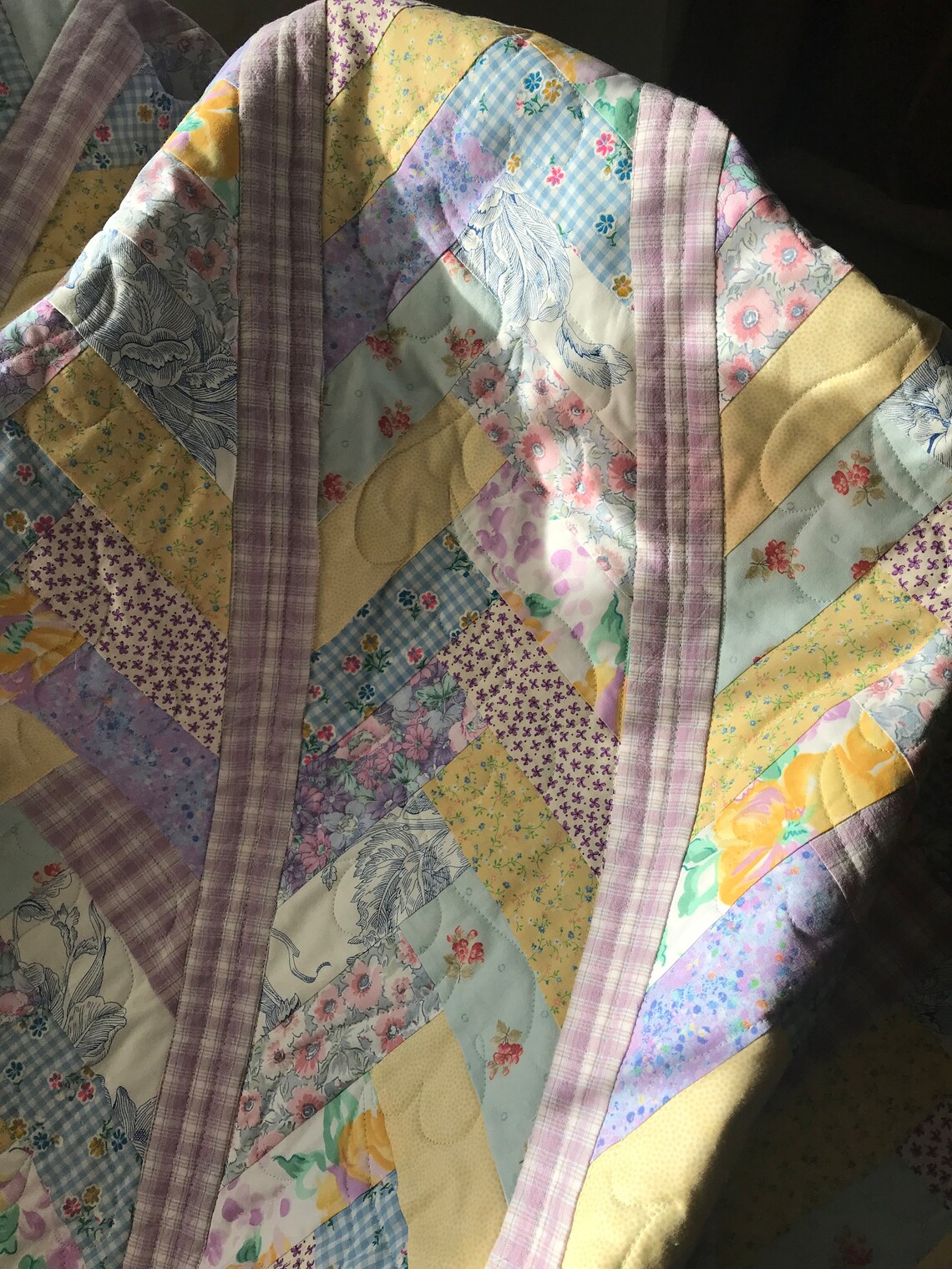 Handmade Quilt, French Braid Pattern, Bright, Spring-like Colors, Twin ...
