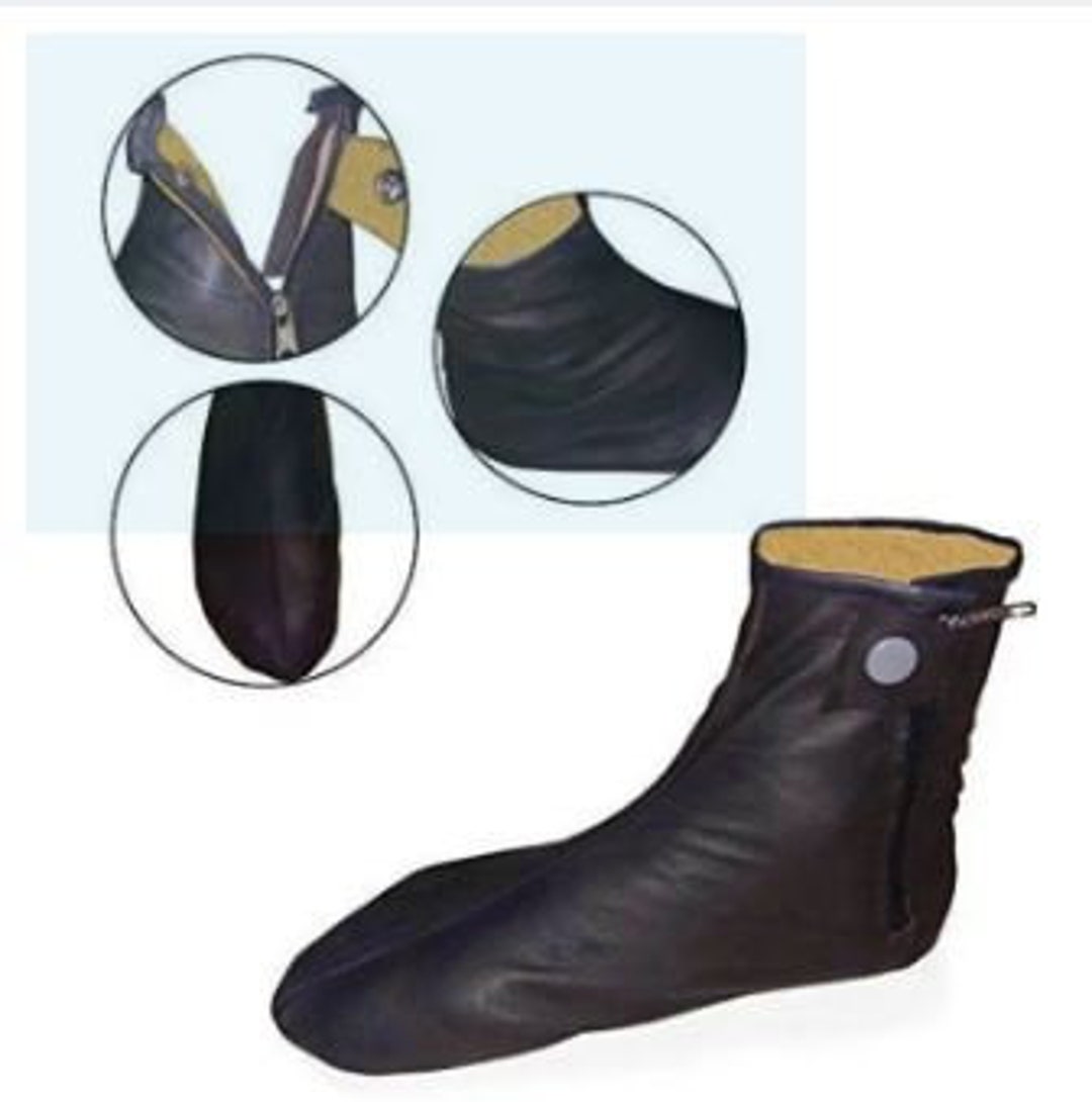 Black Halal Original Genuine Leather Soft Slip-on, Zipper Sides Panel Sunnah Masah Khuffain ...