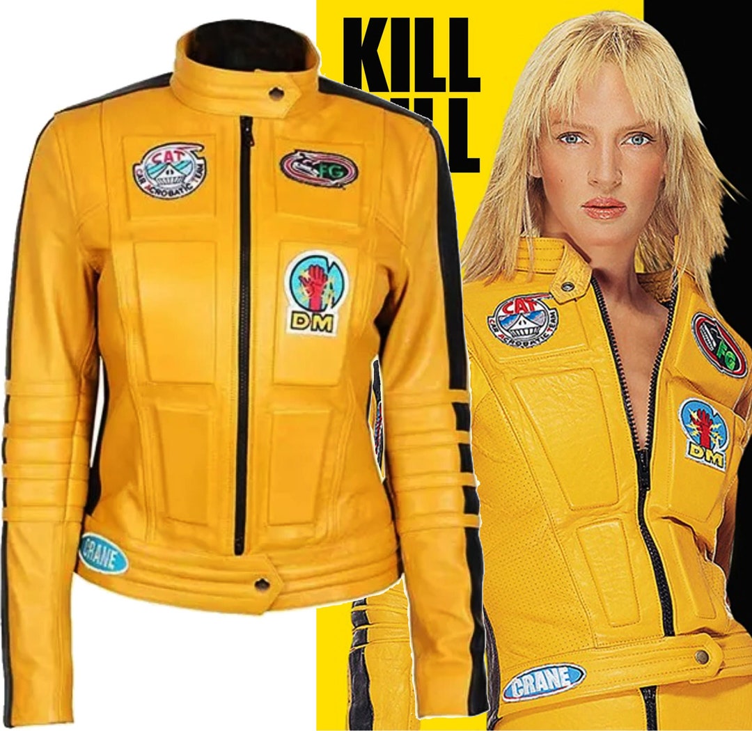 Inspired by Kill Bill Volume 1 Beatrix Kiddo Leather, Formal Outerwear Biker Jacket, Thurman the ...