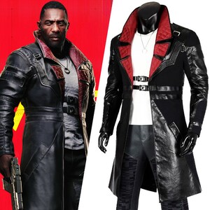 Cyberpunk 2077 Solomon Reed Costume Black & Red Leather Coat Cyberpunk ...