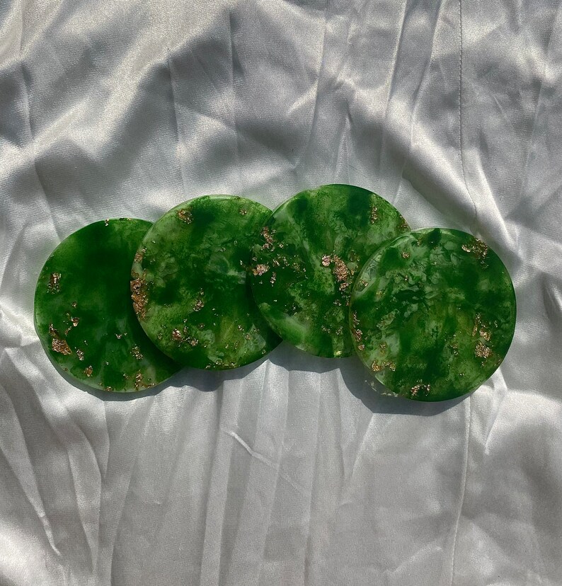 Jade Crystal Coaster Set With Holders , Resin Coaster Set - Etsy