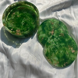Jade Crystal Coaster Set With Holders , Resin Coaster Set - Etsy