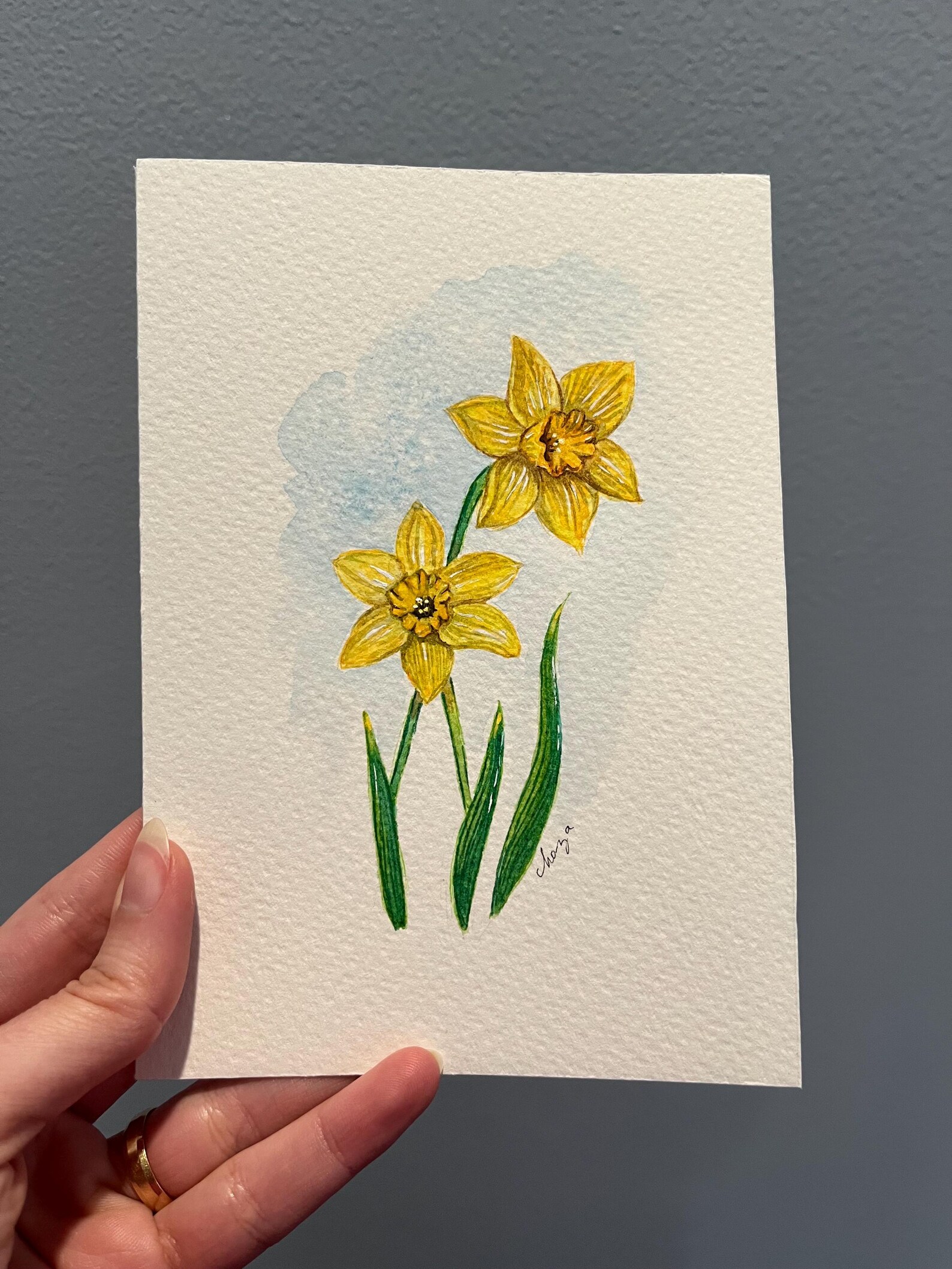 Original Watercolor Painting of March Birth Month Flower, a Handpainted ...