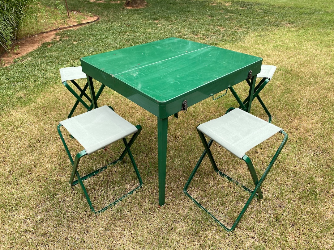 Extremely Rare Vintage Coleman Folding Camp Table & 4-stool - Etsy