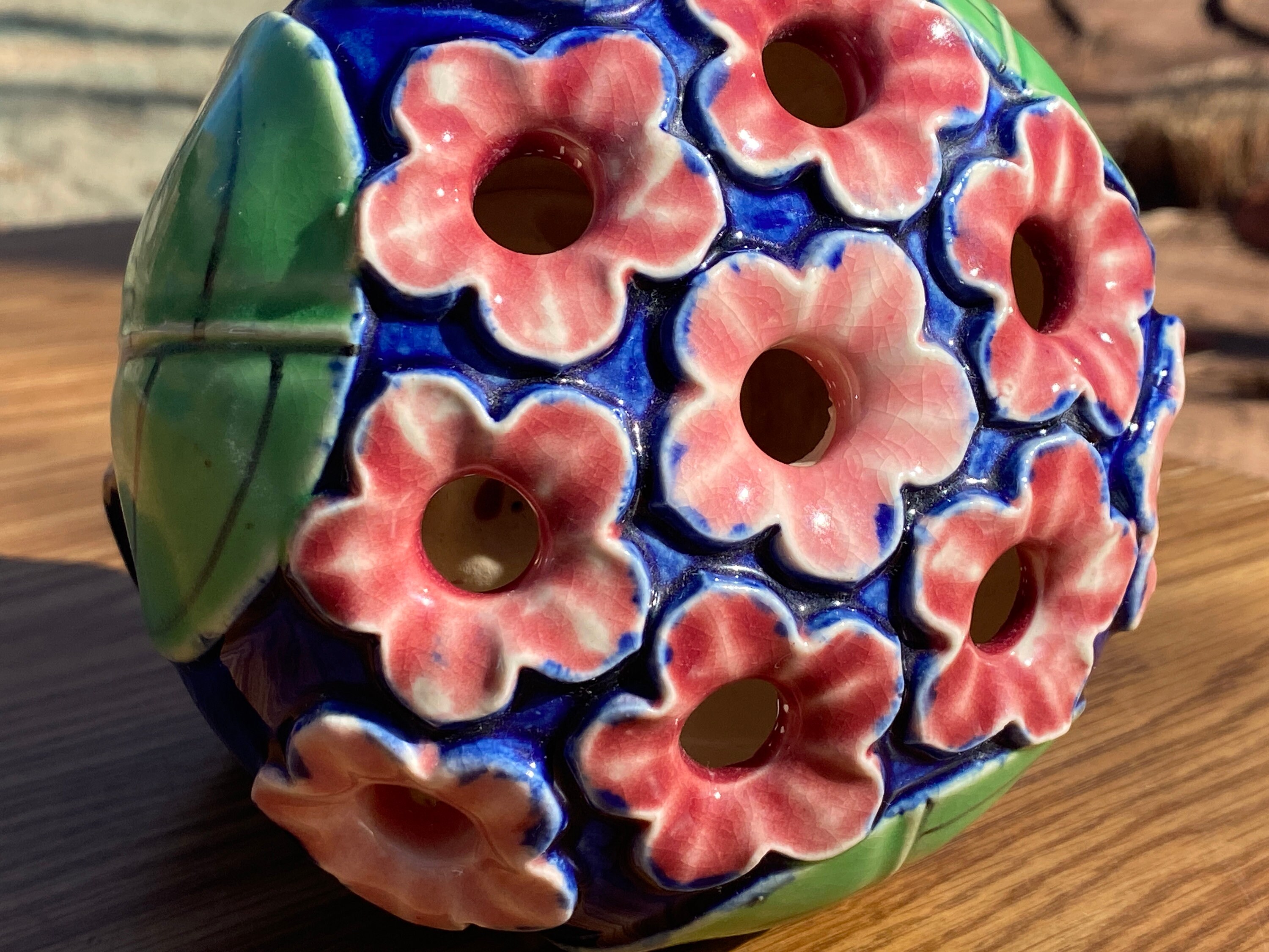 Vintage Ceramic Frog Flower Vase With Pink Art Deco Flower Vase Made in ...