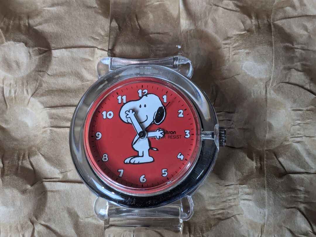 NIB Vintage 1980s Peanuts Snoopy Transparent Acrylic Armitron Quartz ...