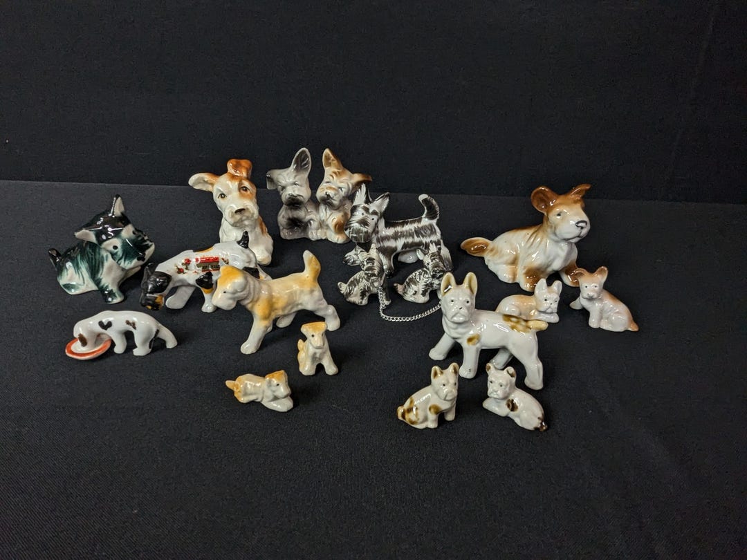 ADORABLE Vintage 18 Piece Miniature Dog Figurines | Vintage Dog ...