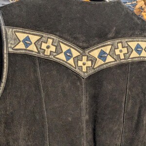 Southwest Native American Style Black Genuine Leather and Suede Vest ...
