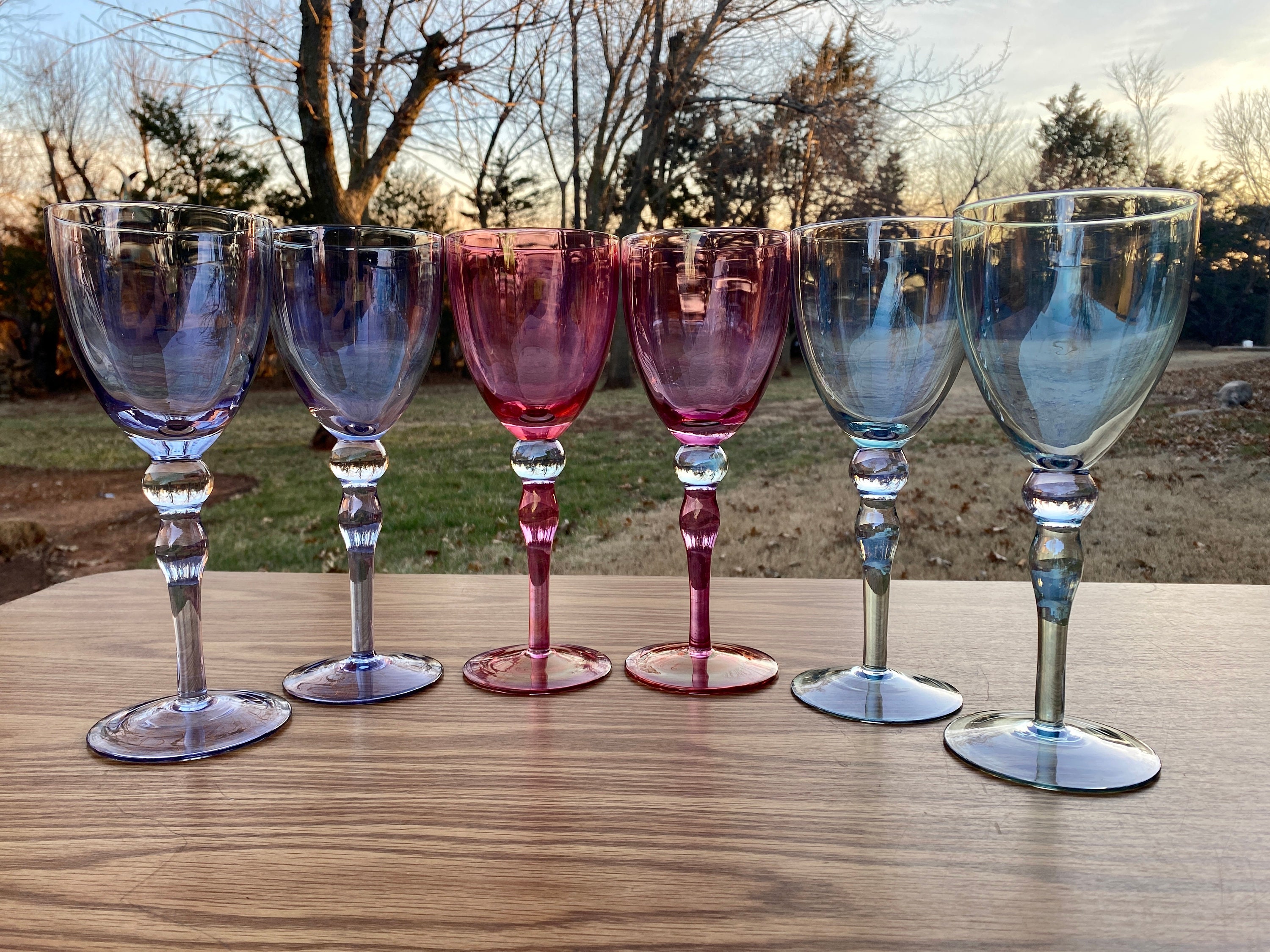 4 Beautiful Colorful & Iridescent Wine / Water Glasses |turquoise ...