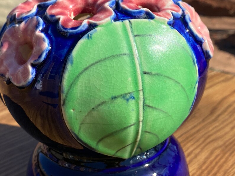 Vintage Ceramic Frog Flower Vase With Pink | Art Deco Flower Vase ...