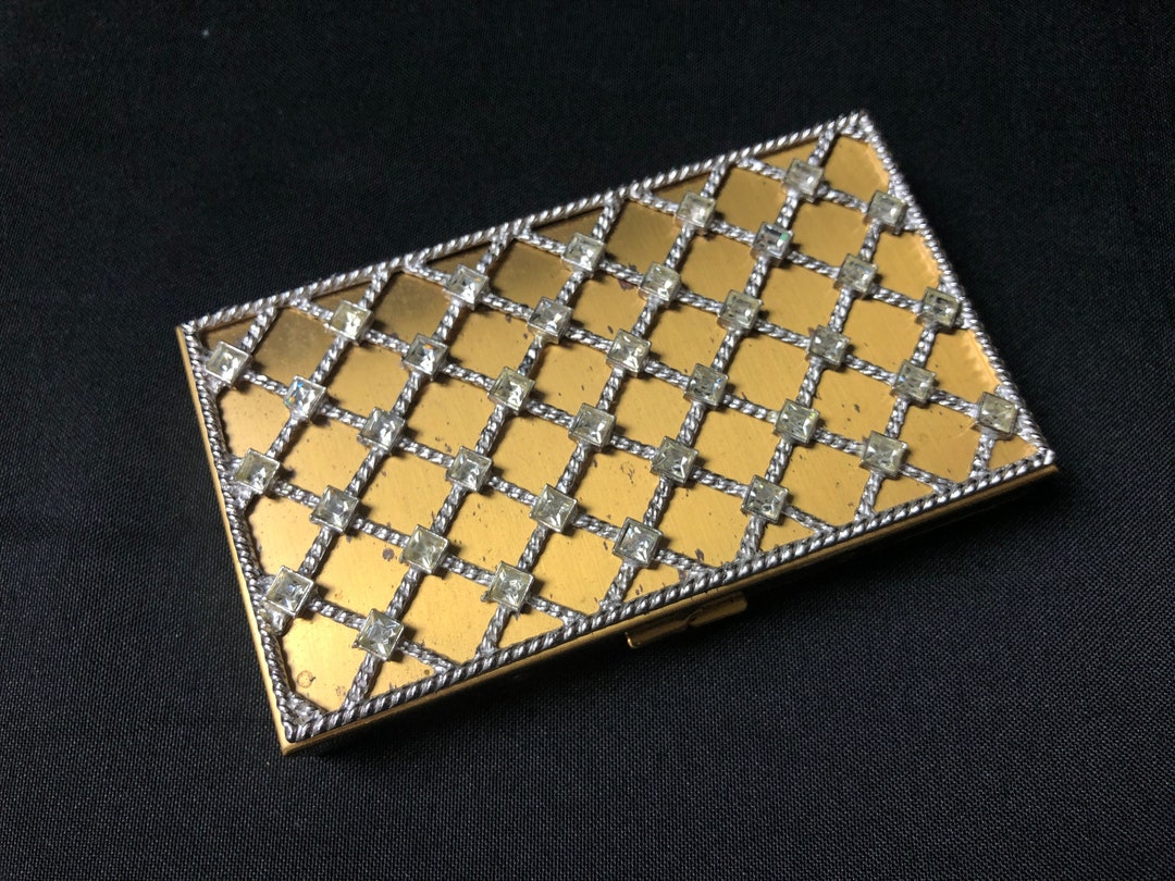 Vintage 1950's Carryall Compact Purse, Gold and Silver Tone With ...