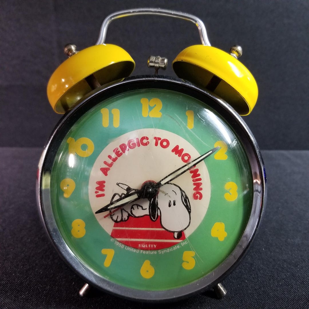 Collectible Vintage SNOOPY Wind-up Alarm Clock "i'm Allergic to Morning ...