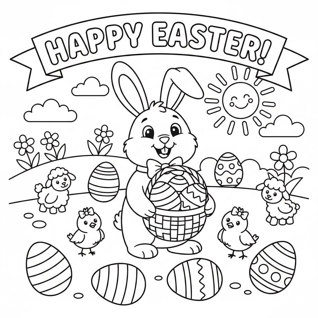 10 Easter Coloring Pages for Kids Ages 3 to 6 Years Old and Toddlers - Etsy