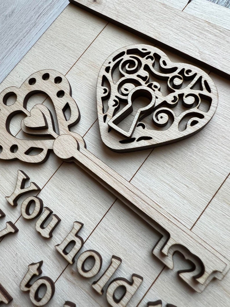 Key to My Heart - Key & Heart Locket Sign Svg for Lasers, Diy Key and ...