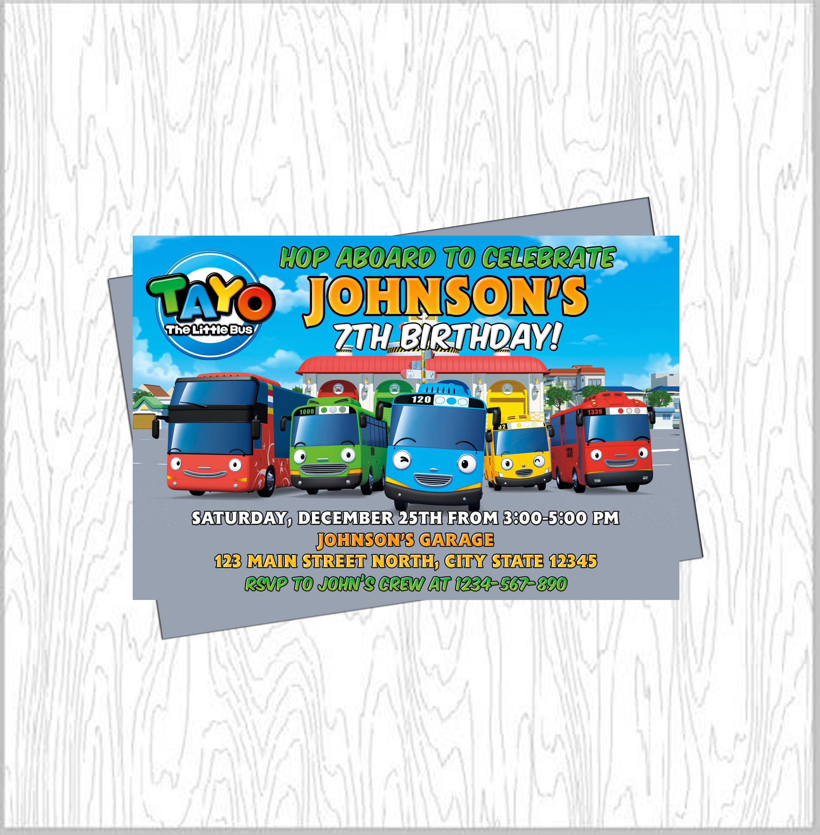 The Little Bus Tayo Birthday Invitation Digital Invitation | Etsy