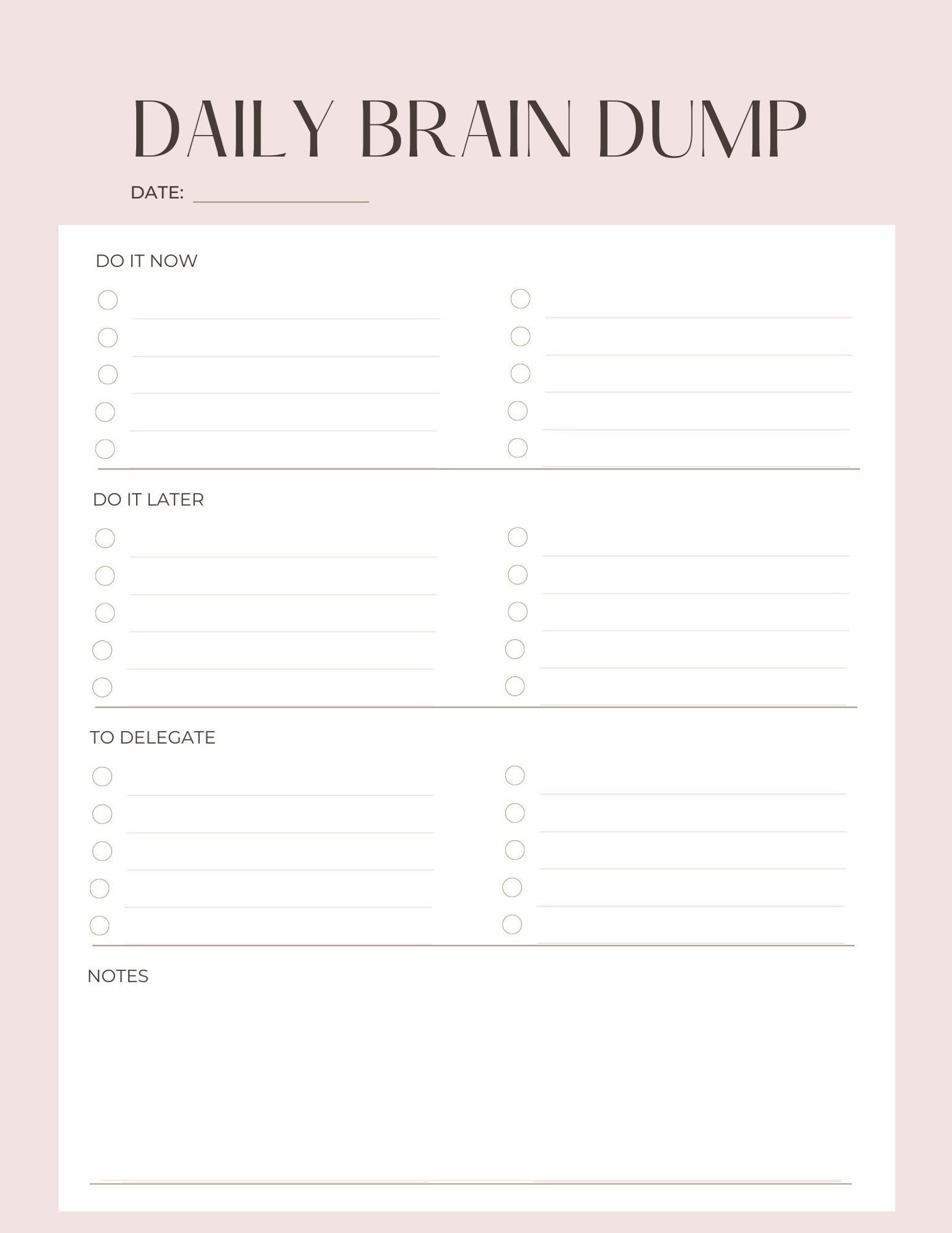 Brain Dump - Workbook | Brain Dump Printable | Brain Dump Template ...