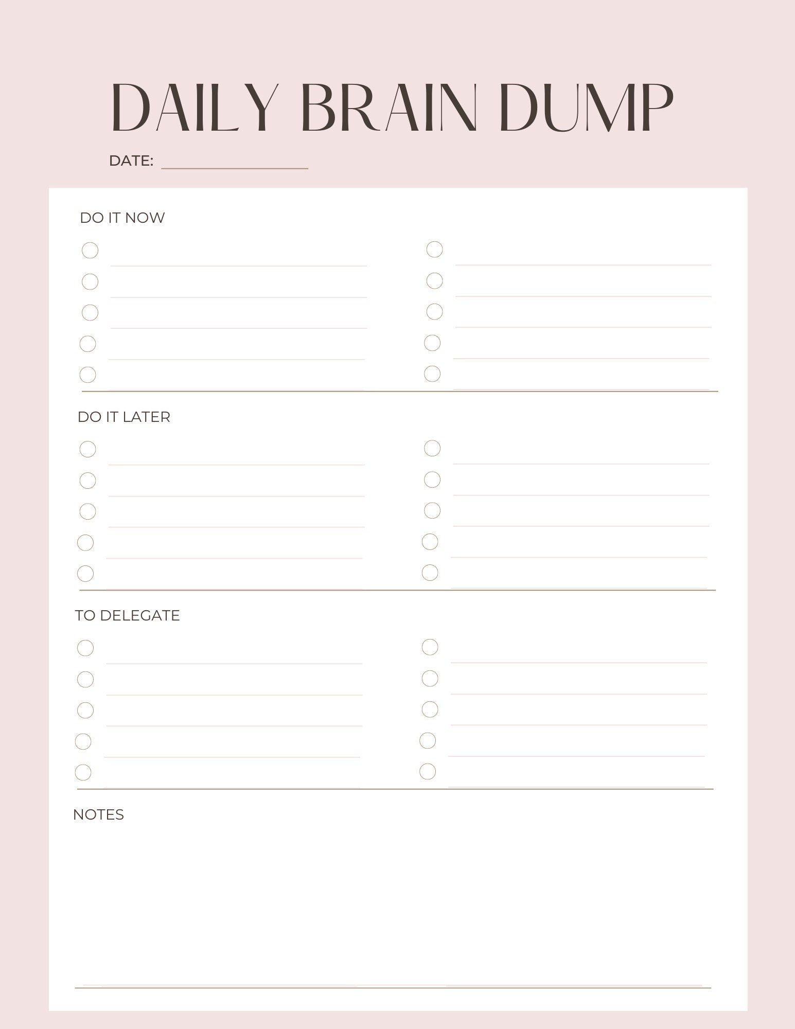 Brain Dump - Workbook | Brain Dump Printable | Brain Dump Template ...