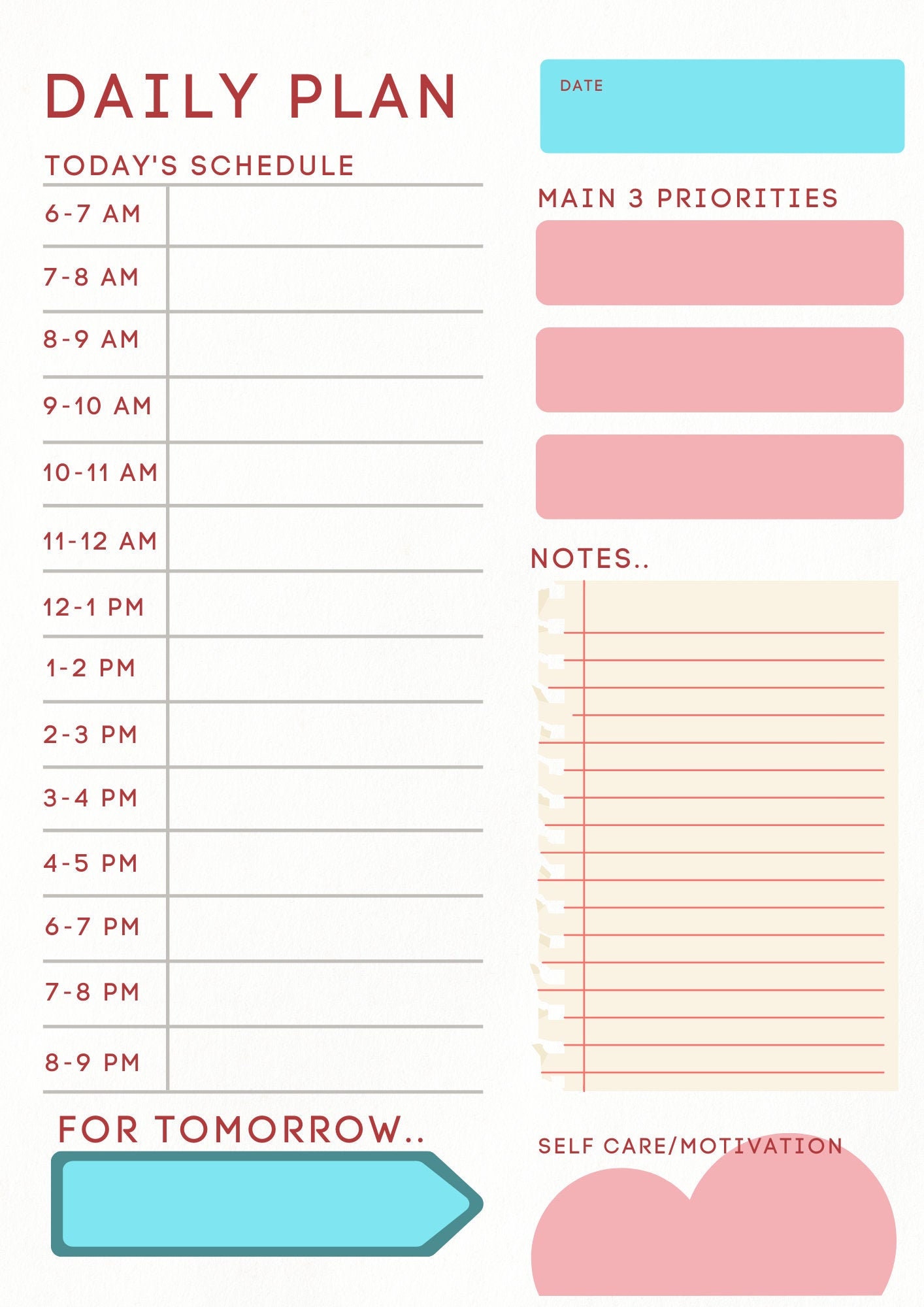 Simple Daily Planner Calm digital Download - Etsy
