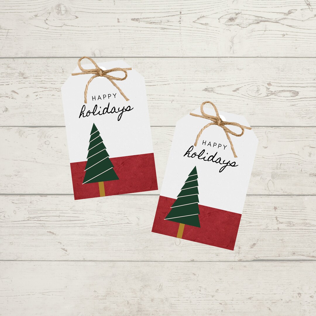 Happy Holidays Printable Gift Tag - Etsy