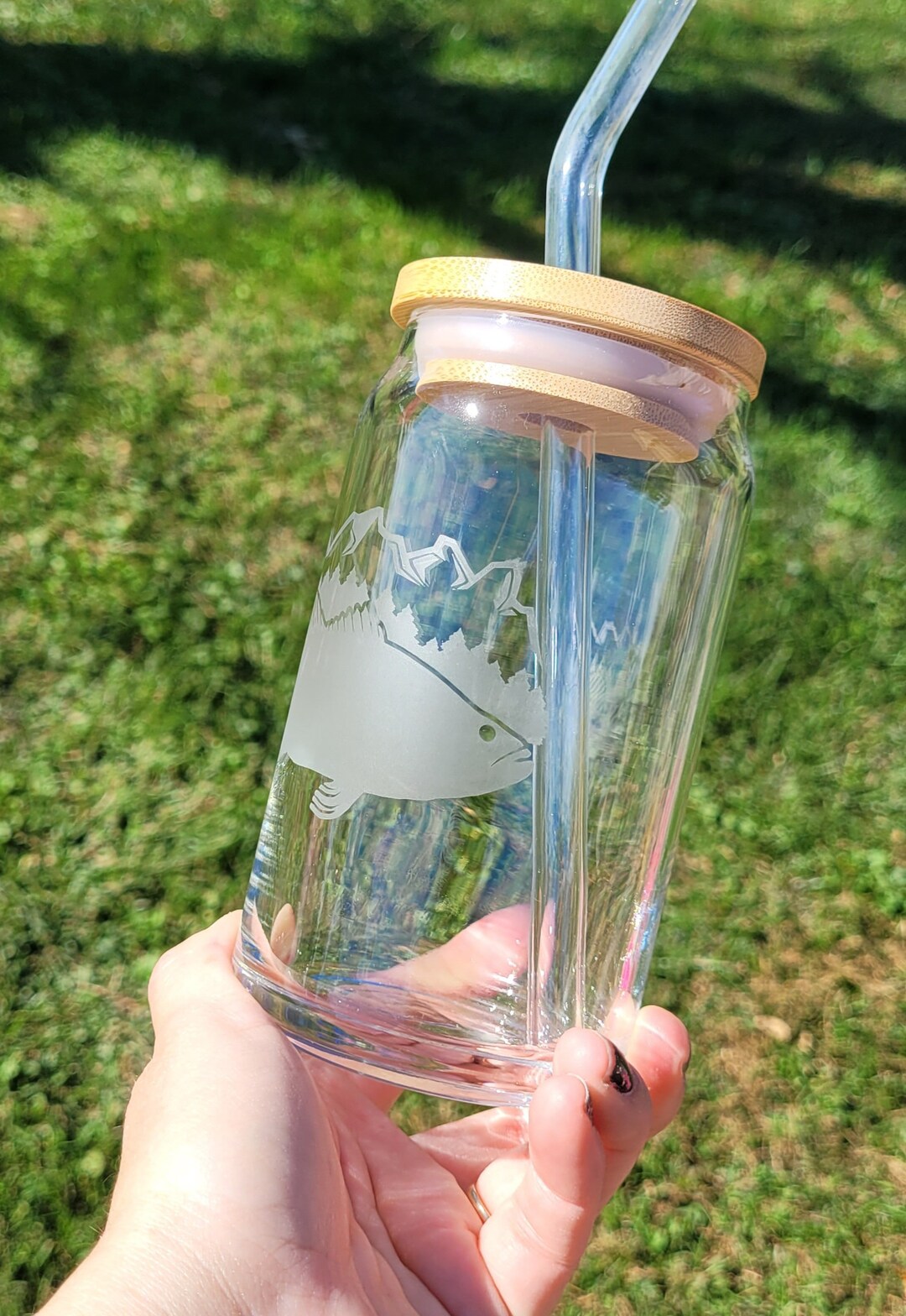 Fish Etched Glass | Mountain Glass - Etsy