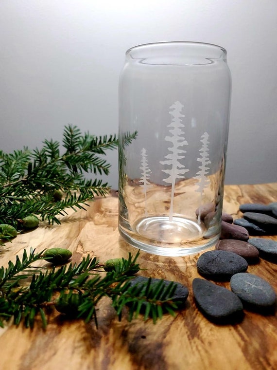 Etched Tree Drinking Glass Tree Drinkware Nature Lover - Etsy