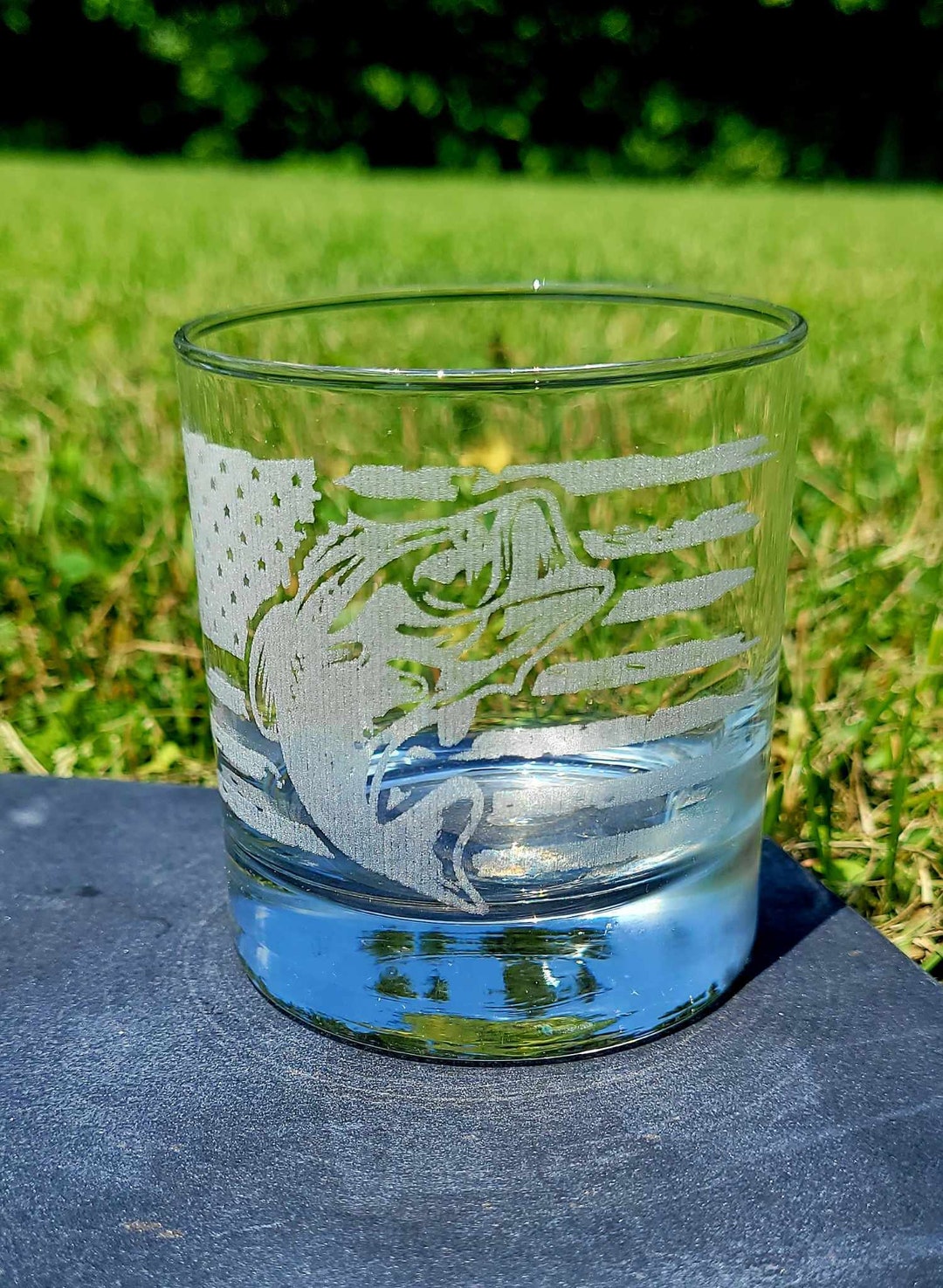 Etched Fish Rocks Glass, 8oz, Laser Etched - Etsy