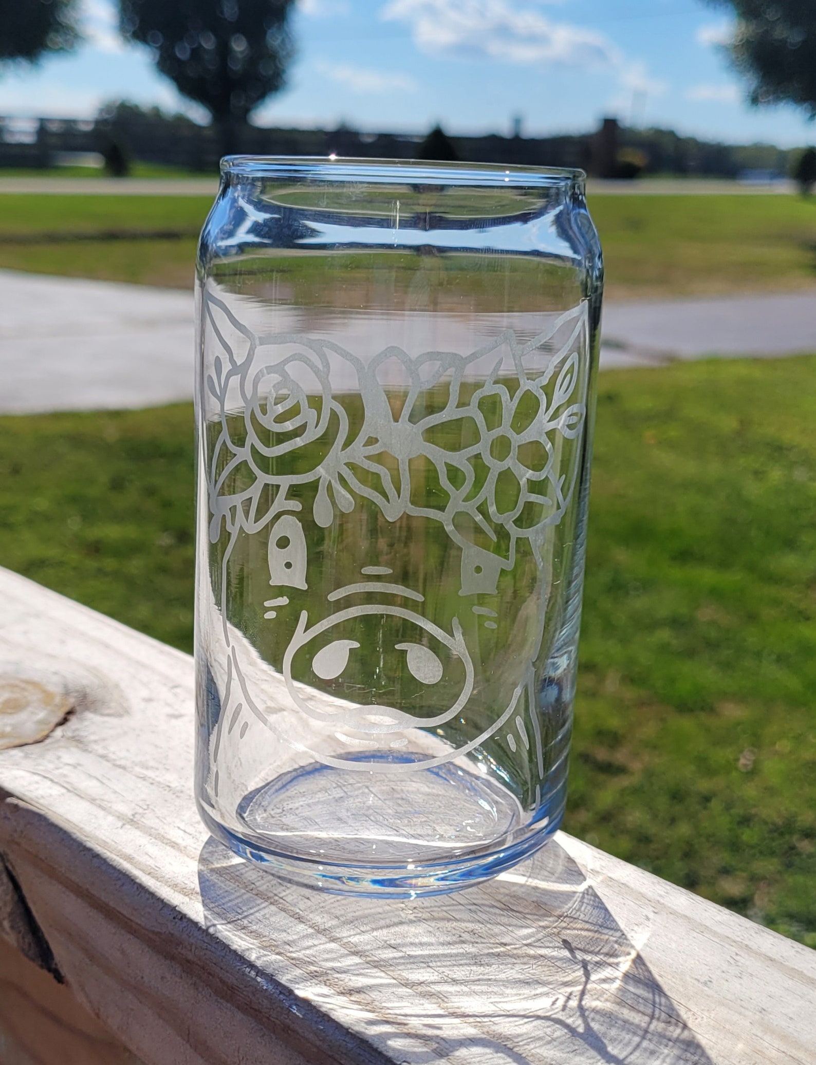 Pig Drinking Glass | Etched Beer Can Glass - Etsy