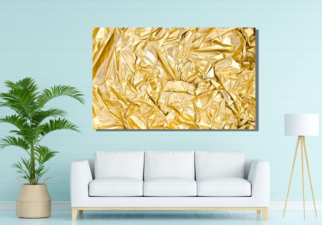 3D Gold Wrinkle Creased Paper Canvas Wall Art/3d Gold Effect Paper ...