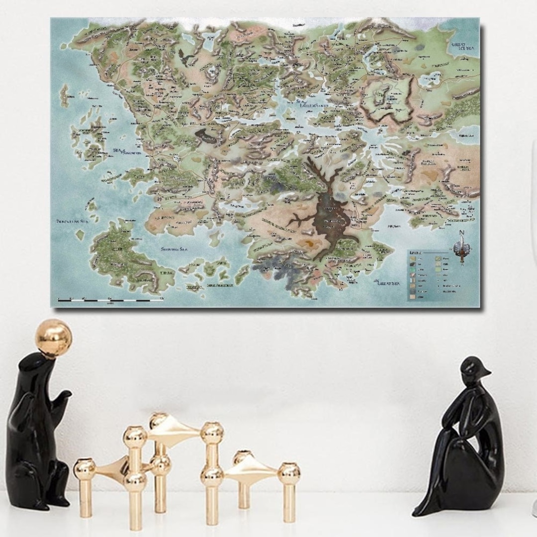 Dungeons & Dragons Map Canvas Wall Art /forgotten Realms Map/game Room ...