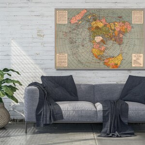 Flat Earth Map Polar Azimuthal Equidistant Projection 1943 WWII Wall ...