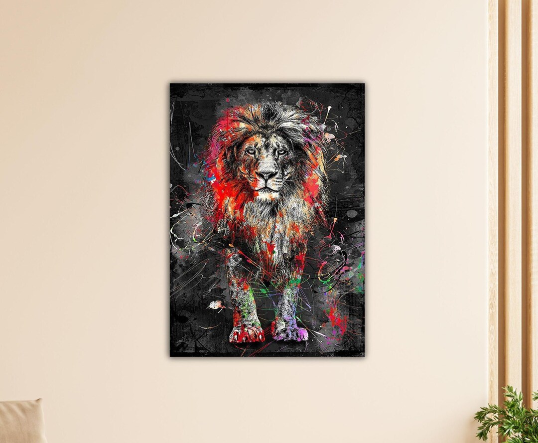 Banksy Lion Colorfull Poster Modern Wal Decor Banksy Wall Art Graffiti ...