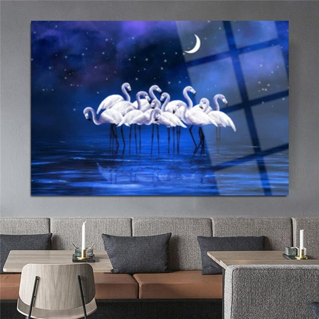 Flamingo Glass Wall Arts Modern Glass Prints Home Decorsmodern Glass Arts Home Decors Glass