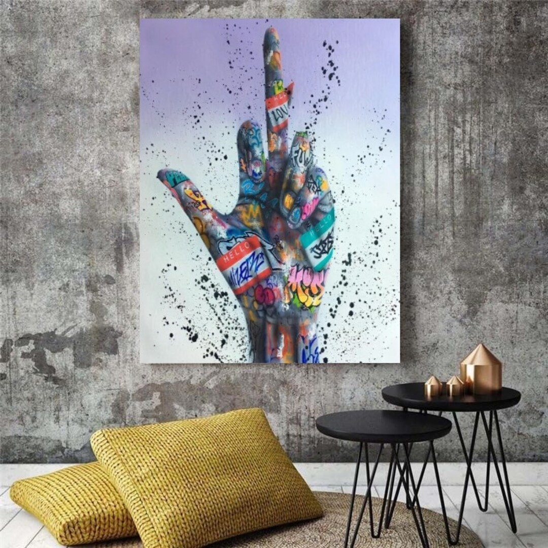 Graffiti Tattoo Hands Wall Art/graffiti Canvas Painting/ Hands Banksy ...