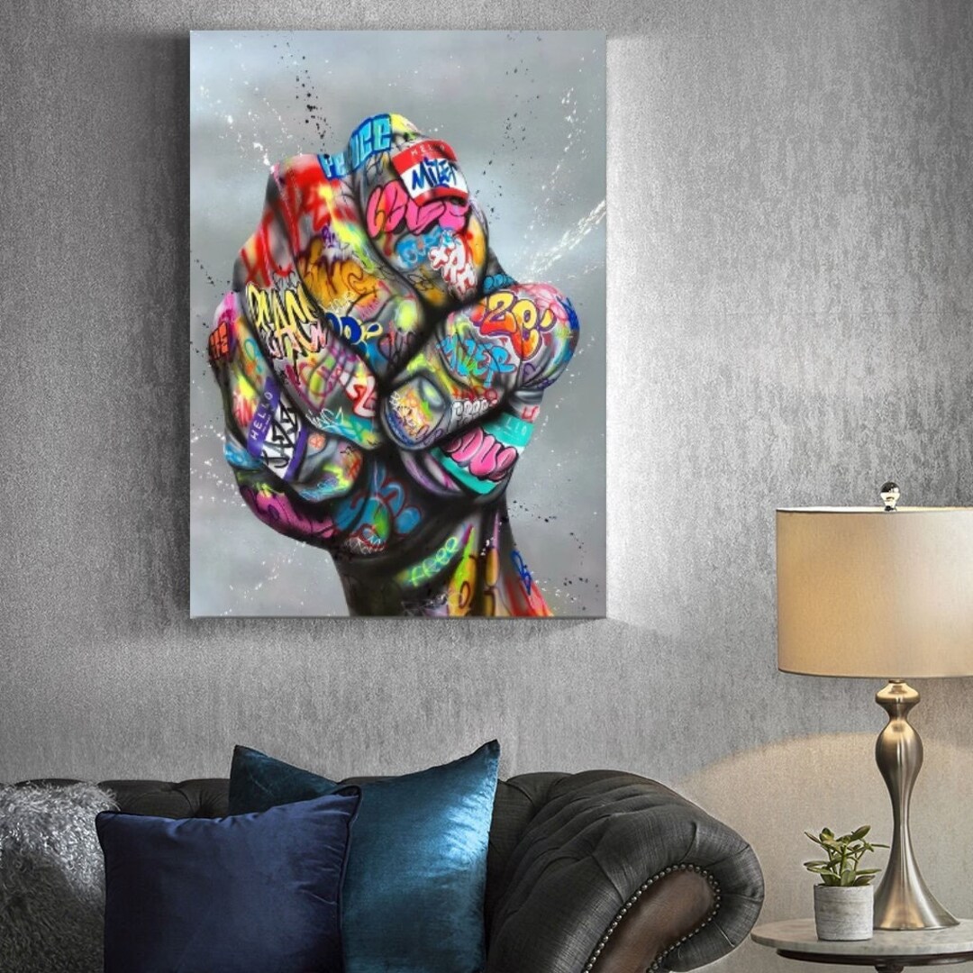 Graffiti Tattoo Punch Hands Banksy Wall Art/graffiti Canvas Painting ...