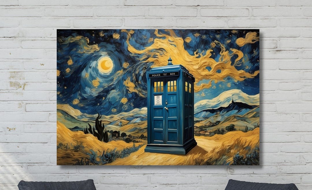 Doctor Who Tardis Box Vincent Van Gogh the Starry Night Style Poster ...