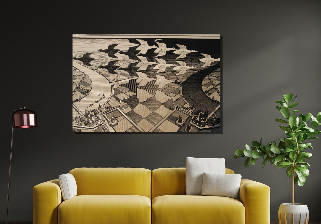 Maurits Cornelis Escher Day and Night Canvas Poster Art,maurits ...