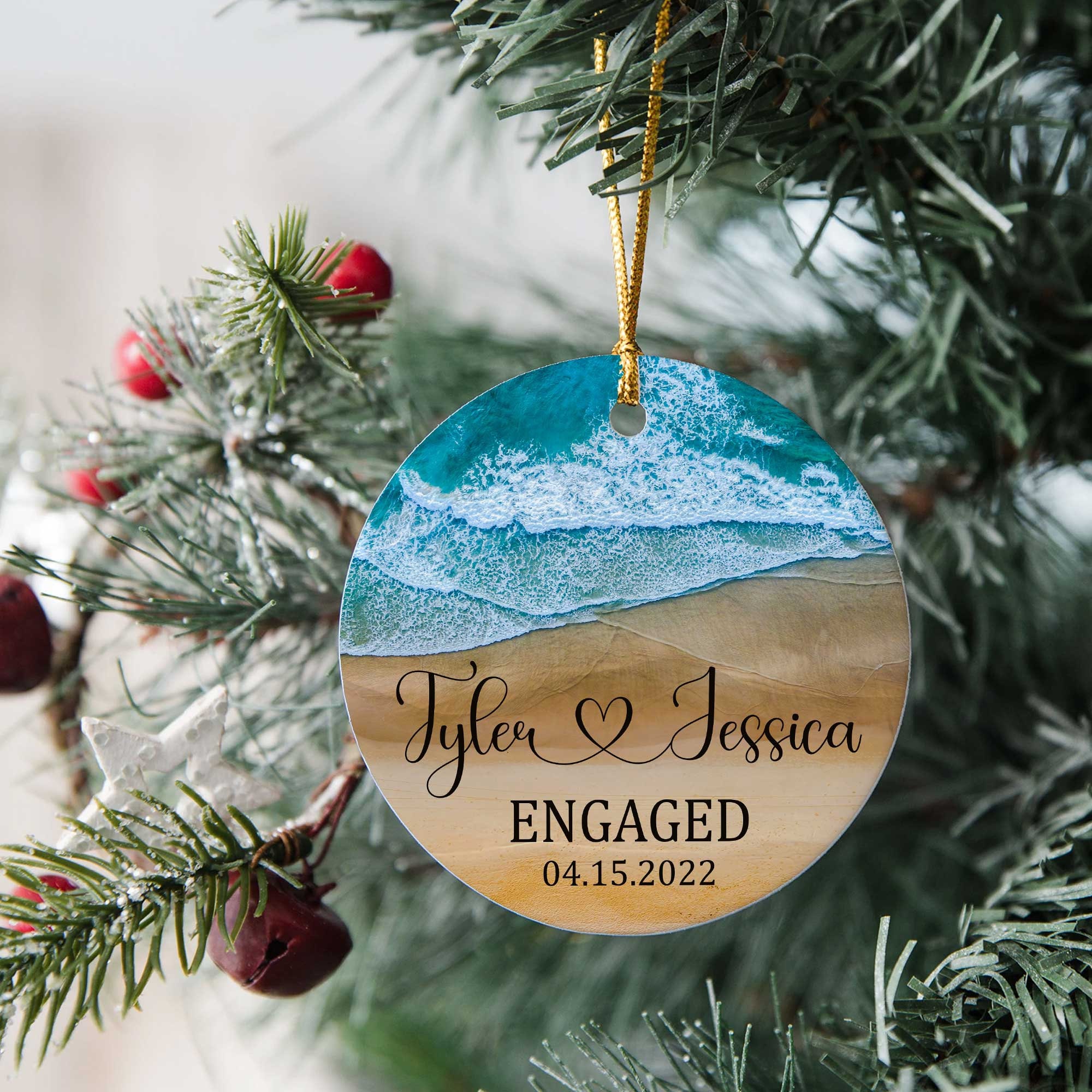 Beach Engaged Ornament Engagement Ornament Gift Engagement - Etsy