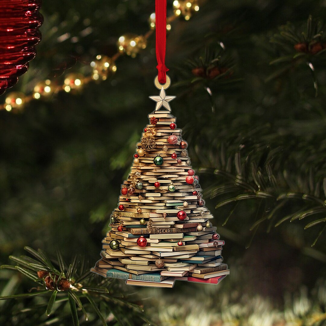 Christmas Book Tree Ornament 2D Flat Printed Ornament NOT 3D - Etsy