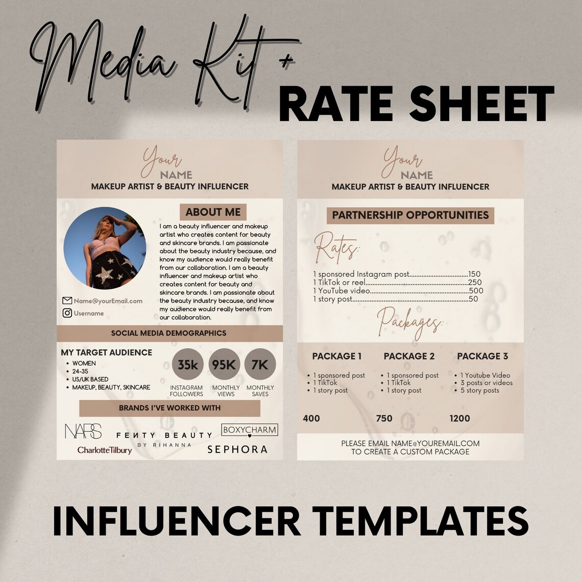 Media Kit & Rate Sheet Templates for Influencers and Content Creators ...