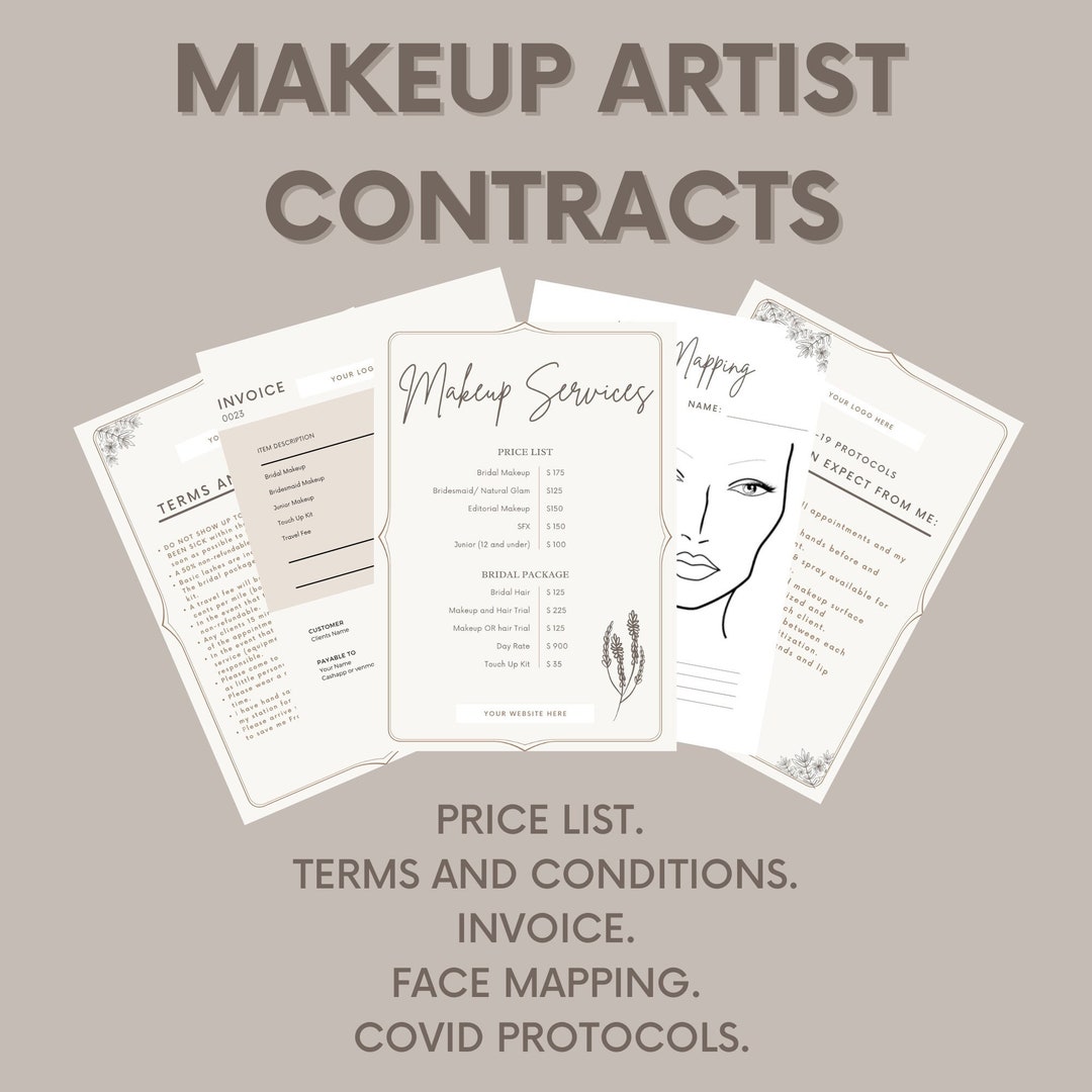 Makeup Artist Invoice Templates: Terms and Conditions, Beauty Price ...