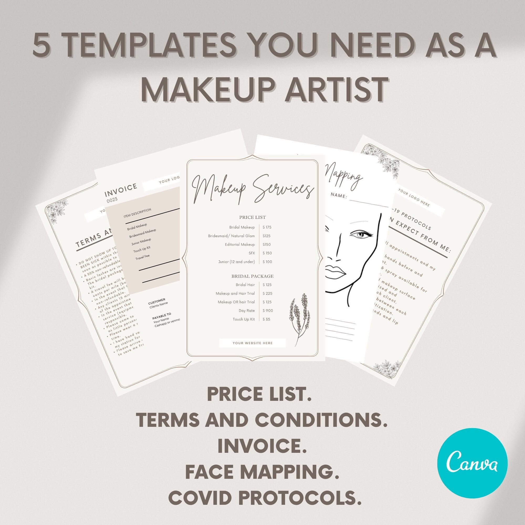 Bridal Makeup Price List Template Price List Sheet Canada 