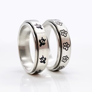 Spinner Ring Flowers Turtles Worry Ring, Rotating Ring for Anxiety and ...