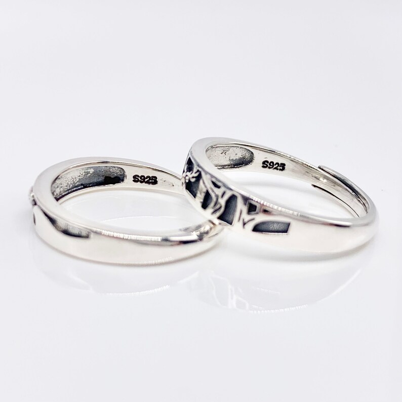 2 Couple Rings Set Real Silver S925 Forest and Sea Promise - Etsy