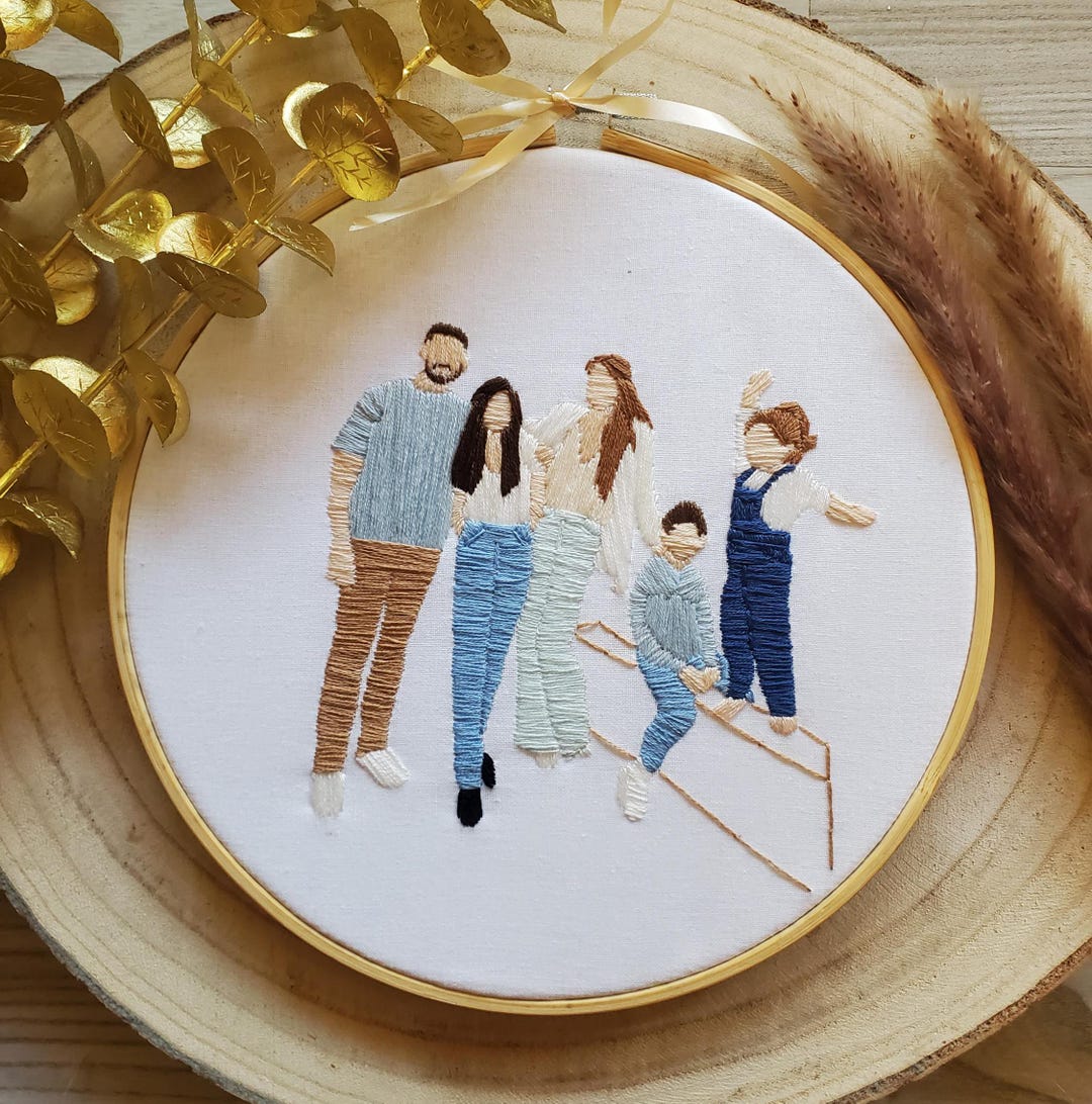 Personalized Family Portrait Embroidery - Etsy