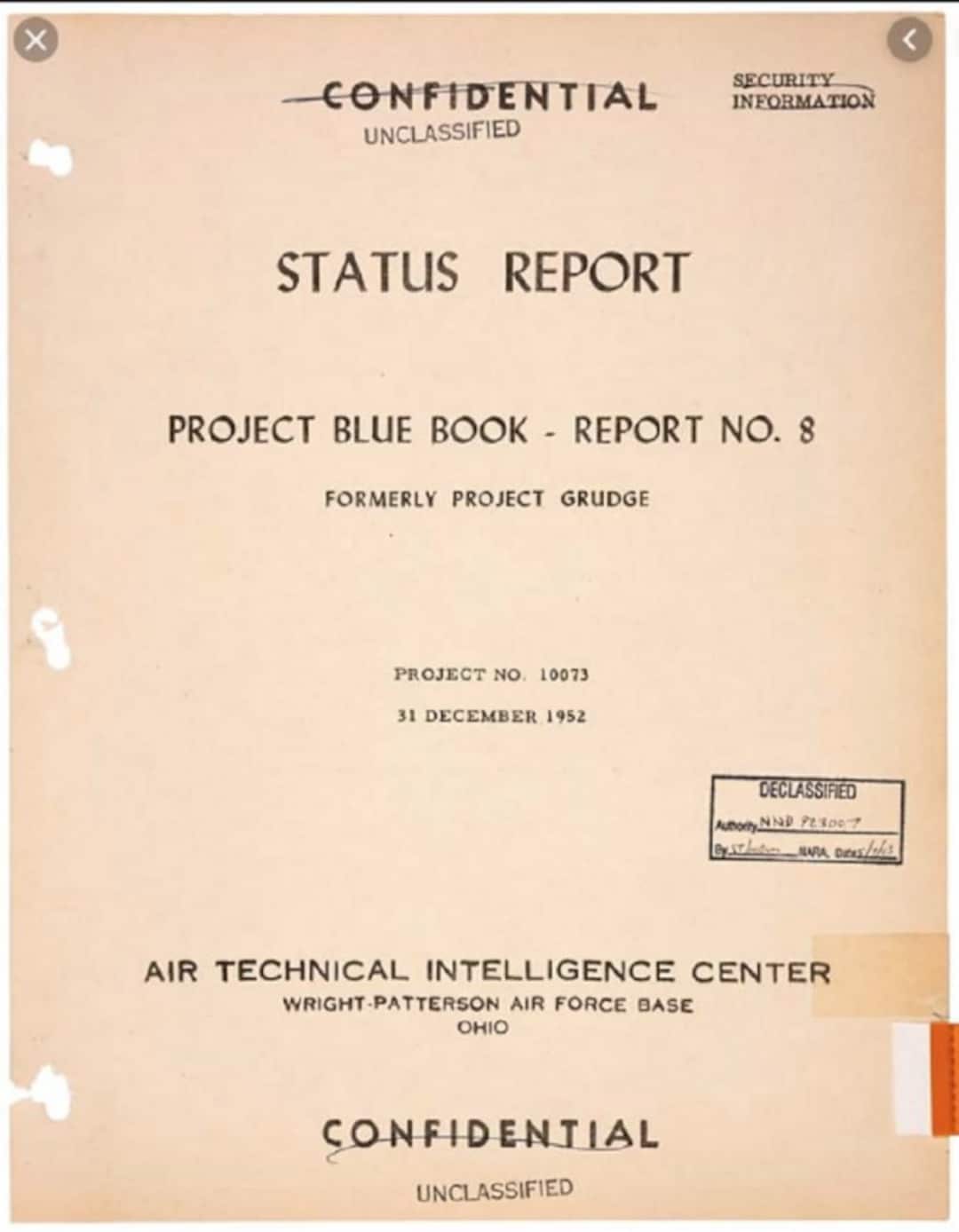 Project Blue Book UFO Alien Report Alien Beings and Space Travel Are ...