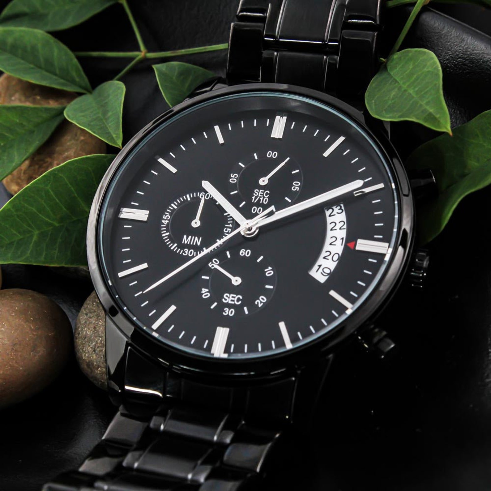 Personalized Police Officer Watch, Custom Engraved Black Timepiece ...